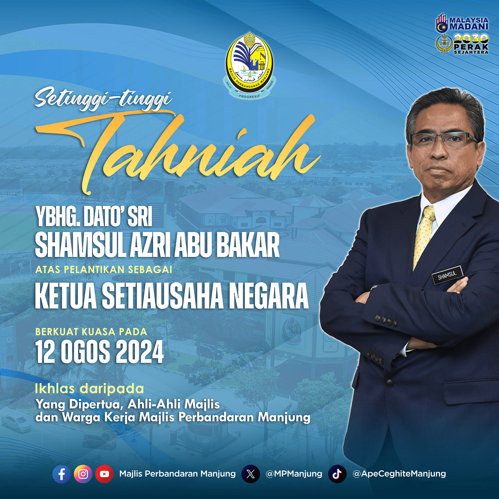 Tahniah atas pelantikan YBhg. Dato’ Sri Shamsul Azri bin Abu Bakar ...